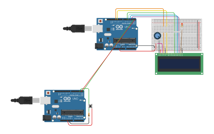 Circuit design DC Serial connection LCD - Tinkercad