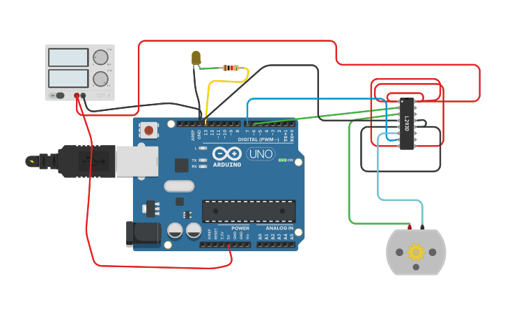 Circuit design Actividad 2: Motores con Arduino en tinkercad. | Tinkercad