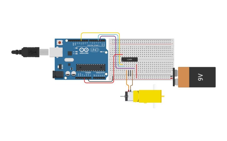 Circuit design 1 Motor DC + Ponte H - Tinkercad Circuit design 1 Motor DC + Ponte H - Tinkercad