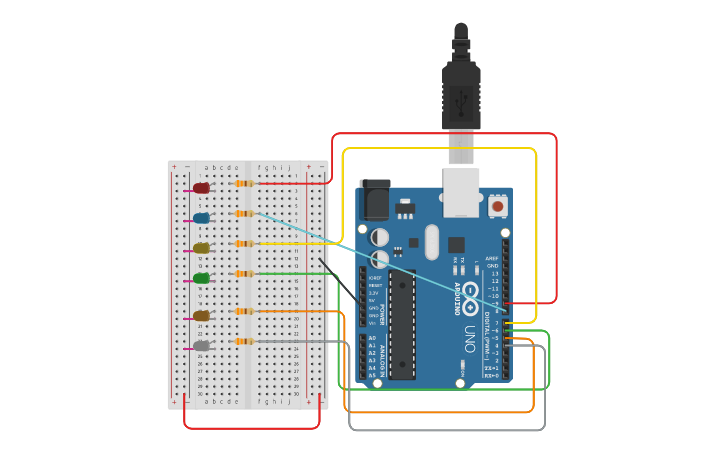 Circuit design Multiples Led - Tinkercad