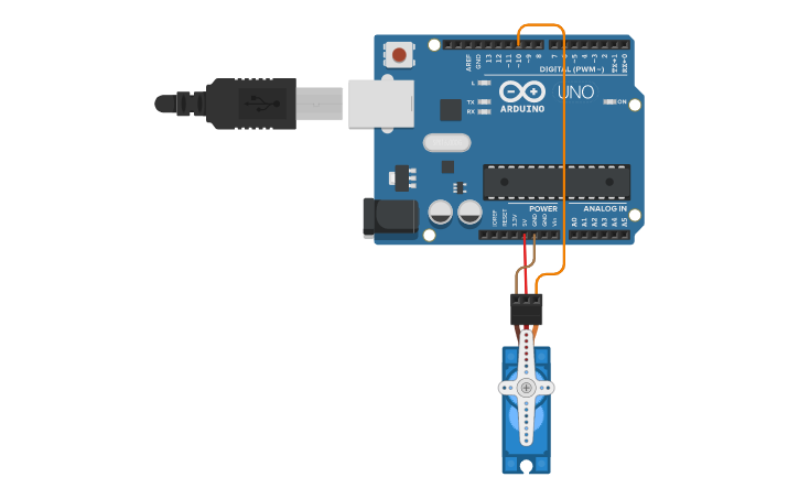 Circuit design Control de un servo | Tinkercad Circuit design Control de un servo | Tinkercad