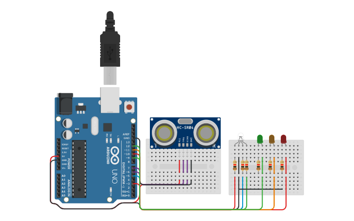 Circuit design uso de sensor de proximidad - Tinkercad