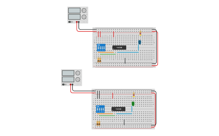 Circuit design Circuito integrado 7400 Pull down - Pull up | Tinkercad