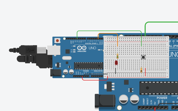 Circuit design Projeto 05 - Acendendo LED com Botao - Tinkercad Circuit design Projeto 05 - Acendendo LED com Botao - Tinkercad