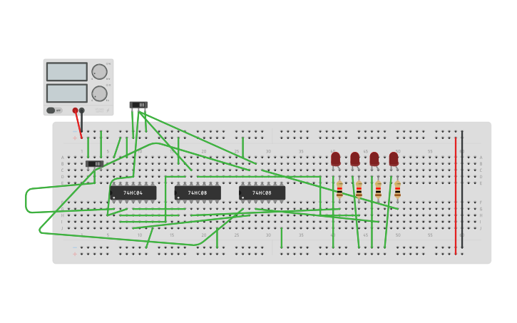 Circuit design 2-4 line decoder - Tinkercad