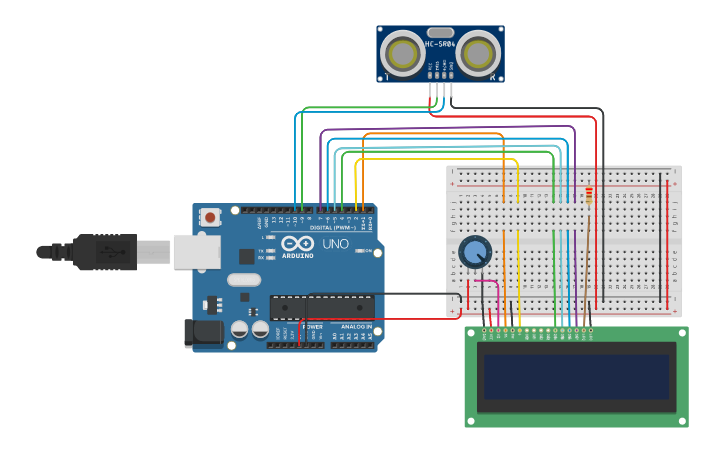 Circuit design Radar System (Using Ultrasonic Sensor With 16*2 LCD ...
