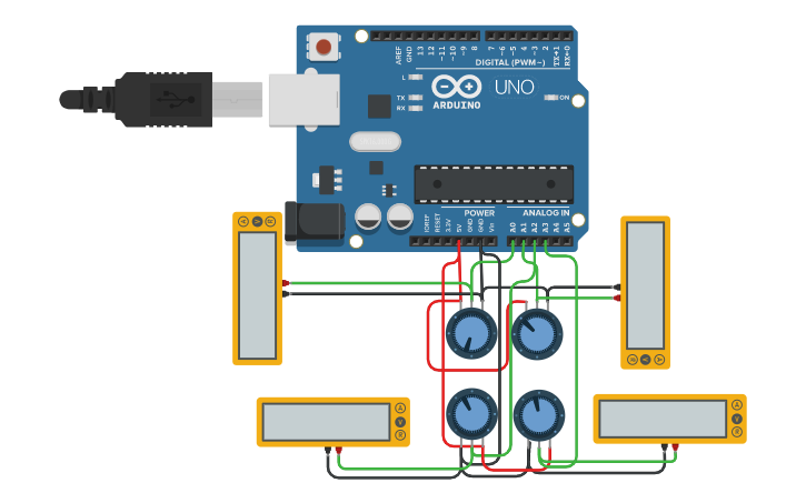 Circuit Design Lectura De Múltiples Sensores Tinkercad