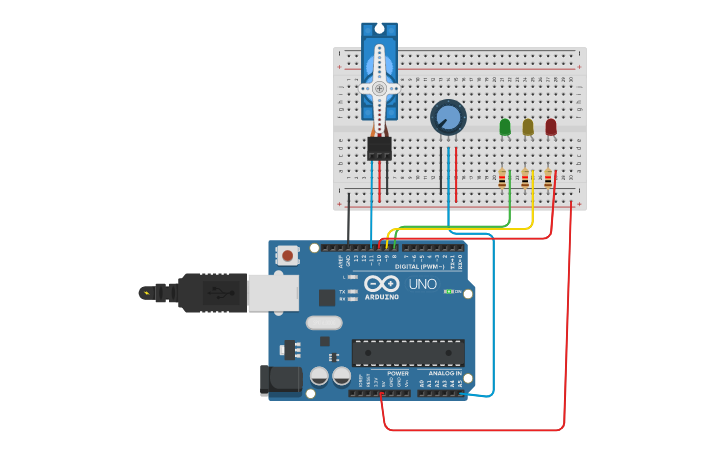 Circuit Design Servo Motor Tinkercad