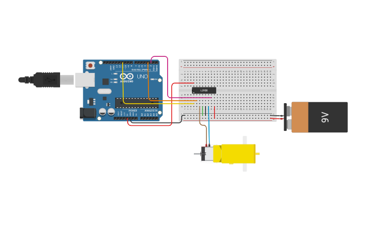 Circuit design L293D - Tinkercad