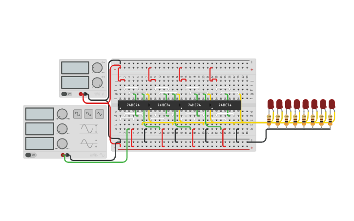 Circuit Design 8 Bits Asynchronous Binary Counter Tinkercad 3565