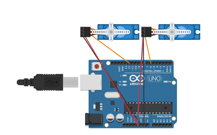 Circuit design tilting servo till 120 using for loop | Tinkercad