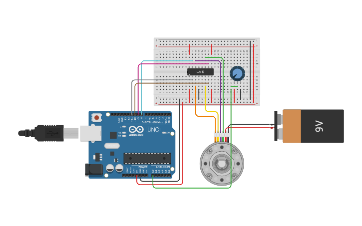 Circuit design STEPPER MOTOR - Tinkercad