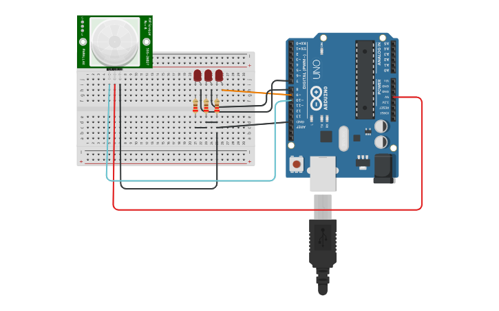 Circuit design Sensor PIR - Tinkercad