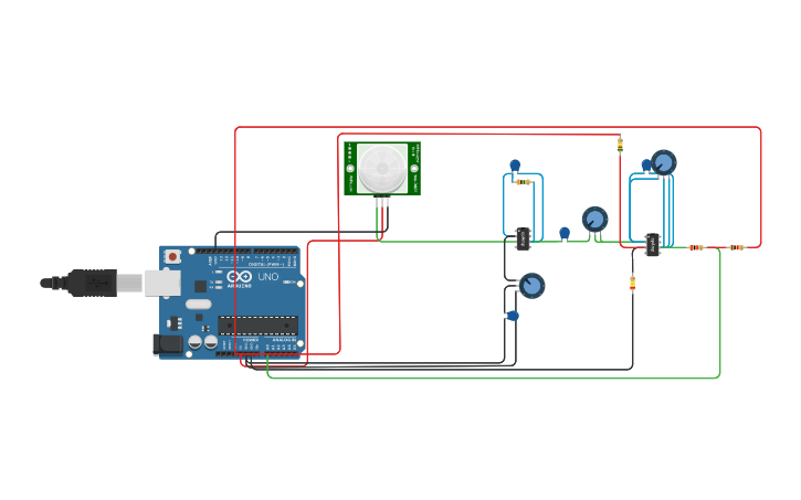 Circuit design PIR variable gain | Tinkercad