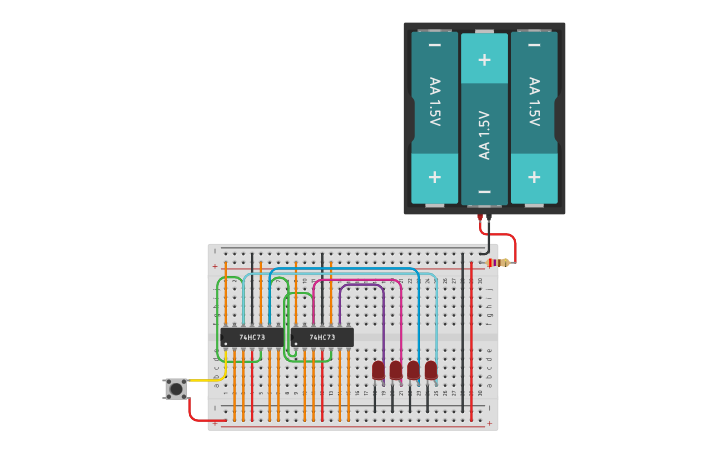 Circuit Design 4 Bit Asynchronous J K Flip Flop Counter Tinkercad 1880