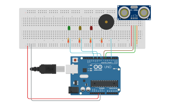 Circuit design Sensor de nivel de agua - Grupo 1 | Tinkercad Circuit design Sensor de nivel de agua - Grupo 1 | Tinkercad