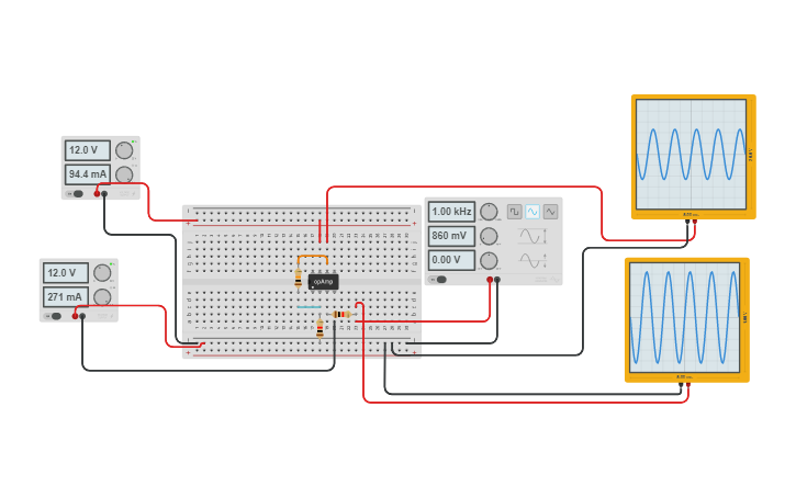 Circuit design Non-Inverting Adder Amplifier - Tinkercad