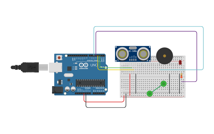 Circuit design Arduino 7: sensor de ultrasonidos | Tinkercad