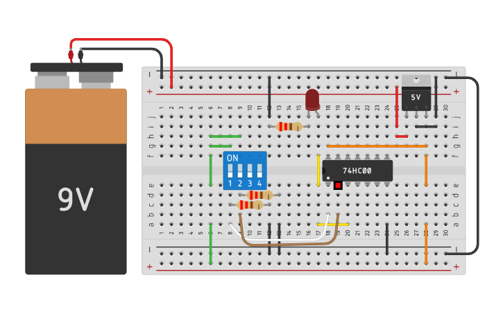 Circuit design Práctica 4 Compuerta NAND | Tinkercad