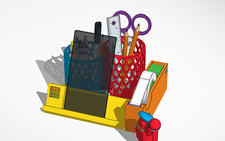3D design Bak met school spullen - Tinkercad