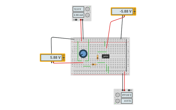 Circuit design Inverting opam - Tinkercad