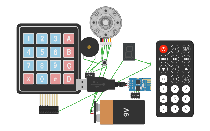 Circuit design keypad bomb - Tinkercad