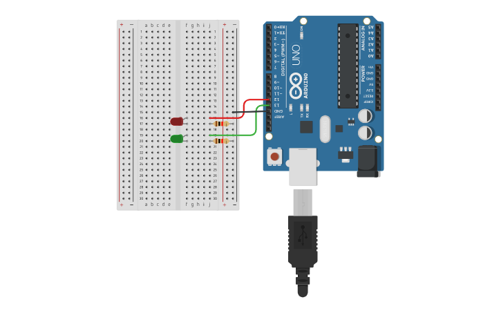 Circuit design IC - Semáforo de Pedestres | Tinkercad