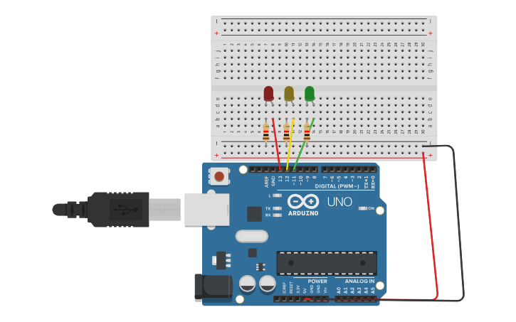 Circuit Design Arduino Controlling Multiple Leds Tinkercad 3091