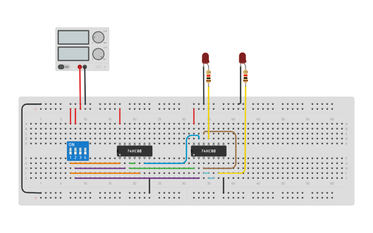 Circuit design Half Subtractor Using NAND Gates Only. | Tinkercad