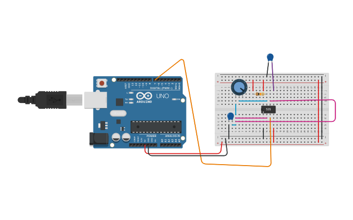 Circuit design ne555 uscite pwm | Tinkercad