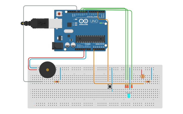 Circuit design RGB led - Tinkercad