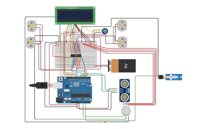 Circuit design Fire Fighting Robot - Tinkercad