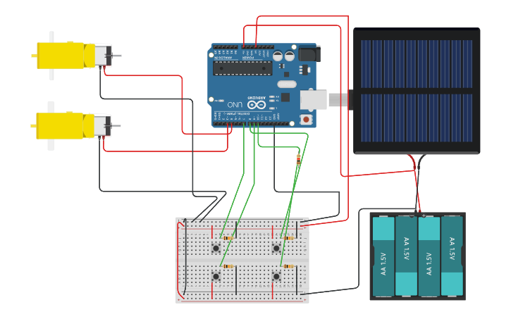 Circuit design solar drive smart electric car - Tinkercad