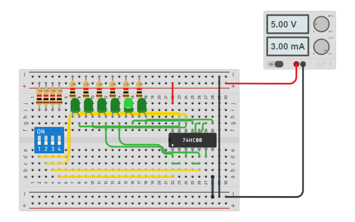 Circuit design Activity #5 74LS00 | Tinkercad