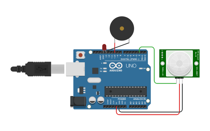 Circuit design PIR sensor - Tinkercad