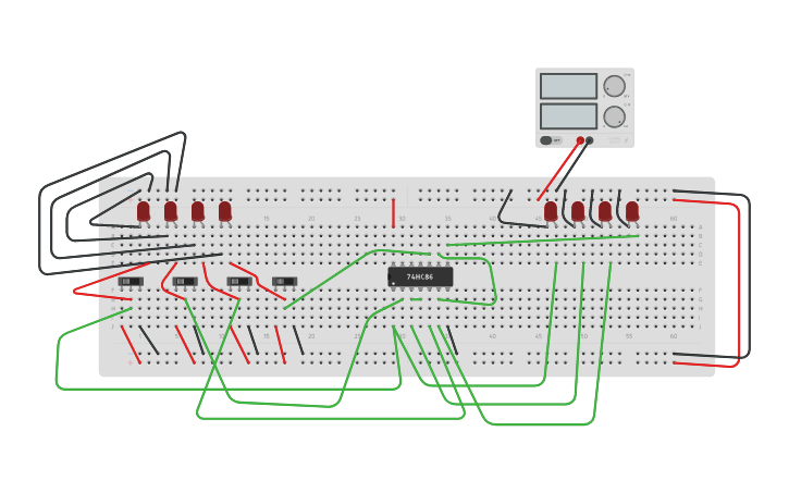 Circuit design Gray to Binary Conversion - Tinkercad