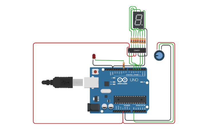 Circuit design 0-9 Analog in Serial out | Tinkercad Circuit design 0-9 Analog in Serial out | Tinkercad