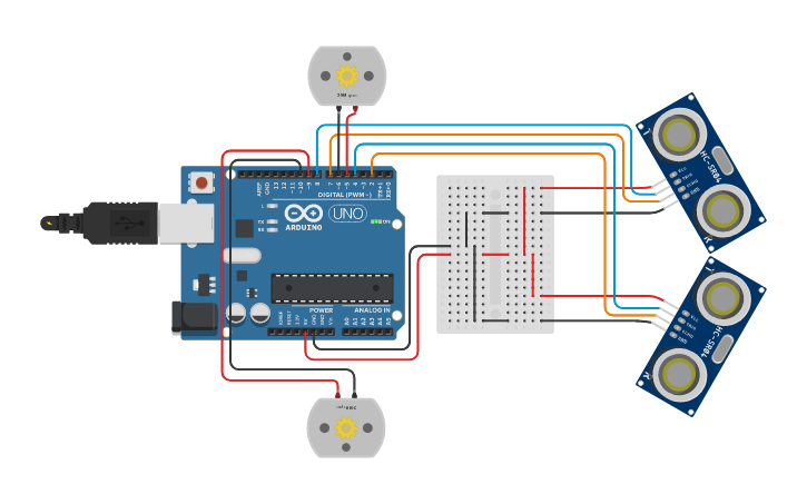 Circuit design Tugas 4 - Robot Man Follower | Tinkercad