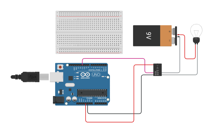 Circuit design Relay basic - Tinkercad