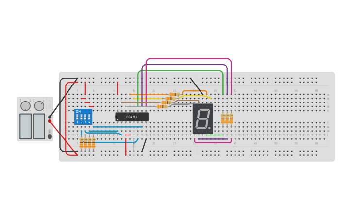 Circuit design Display 7 segmenti - Tinkercad