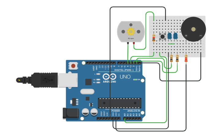Circuit design Washing machine - Tinkercad