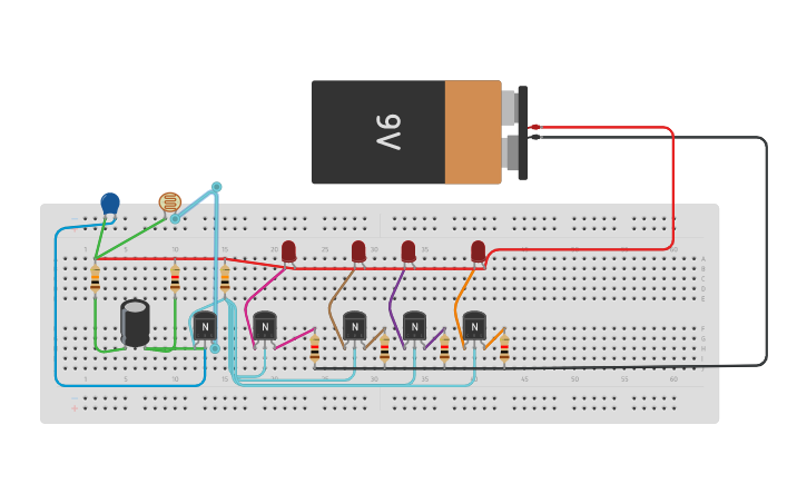 Circuit design Simple LED Music Light Circuit - Tinkercad