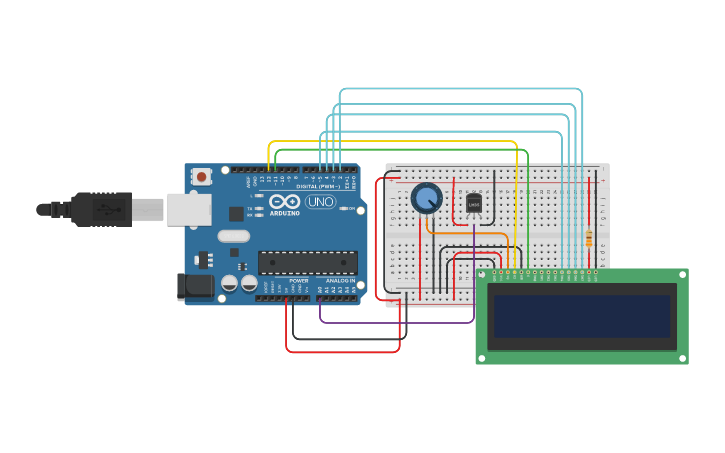 Circuit design Conexion LCD 1602 - Tinkercad