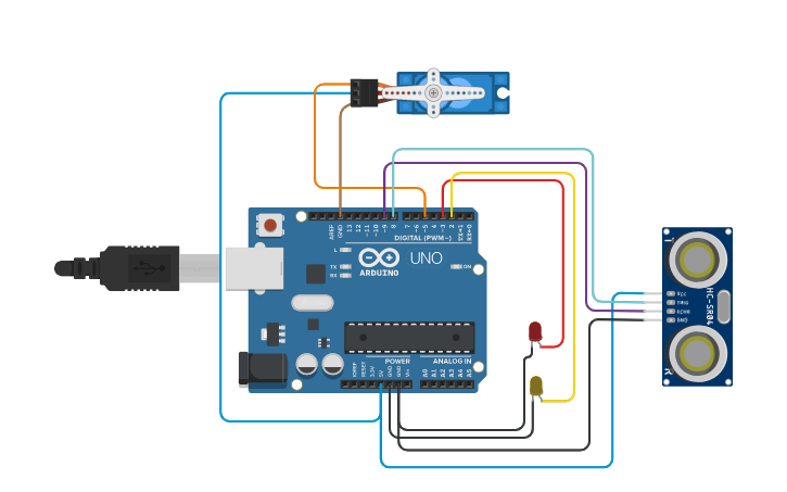 Circuit design Proyecto Puerta Automatica - Tinkercad
