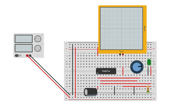 Circuit design Porta logica NOT Schmitt-Trigger | Tinkercad
