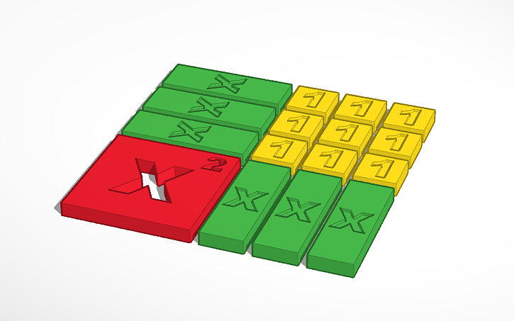 3D design Algebra Tiles (Factorization) - Tinkercad