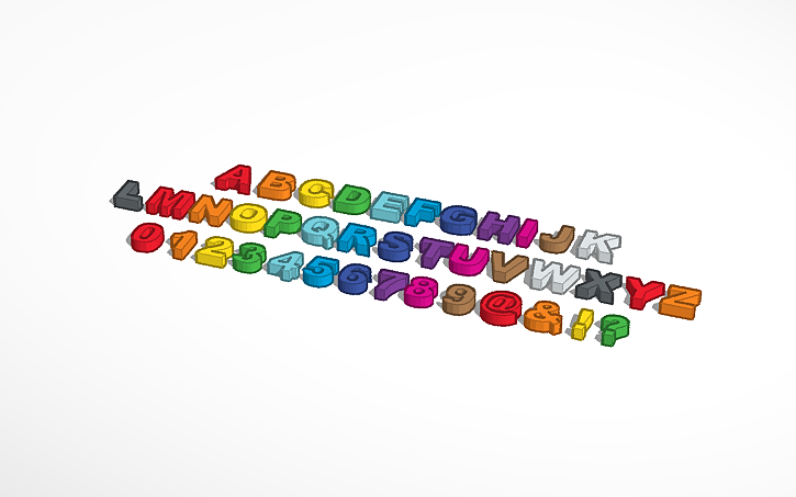 3D design Letters and Numbers - Tinkercad