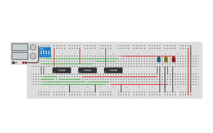 Circuit design 1 Bit Comparator - Tinkercad