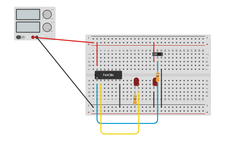 Circuit design Circuito porta logica Not | Tinkercad