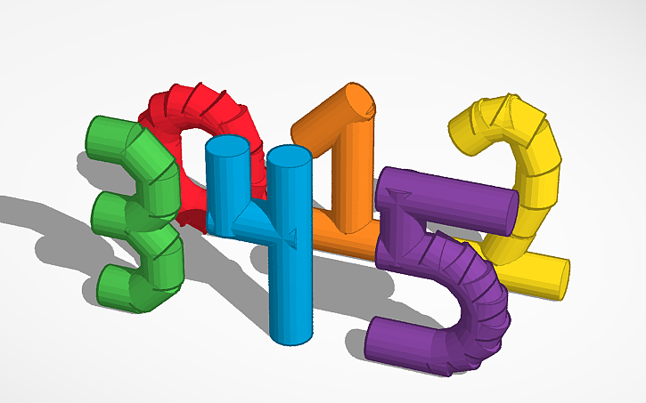 3D design Rainbow Cylinder Numbers - Tinkercad